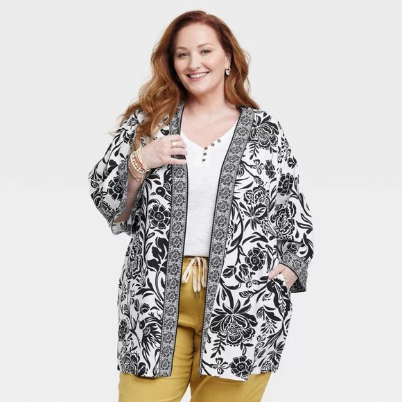 Knox Rose | Jackets & Coats | Knox Rose Black Floral Womens Jacket Xss ...